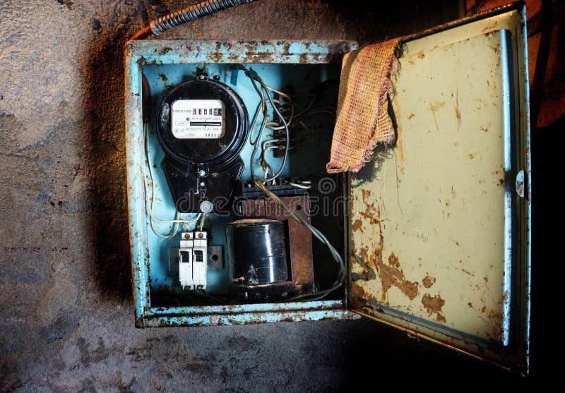 Old Soviet Electricity Meter on the Wall Stock Image - Image of ...