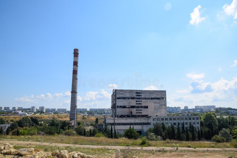 Old Soviet Factory with a Pipe. Abandoned Soviet Industry Stock Image ...