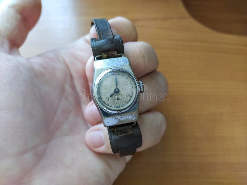 Old Soviet Gold Wrist Watch in Hand Close-up Stock Image - Image of ...