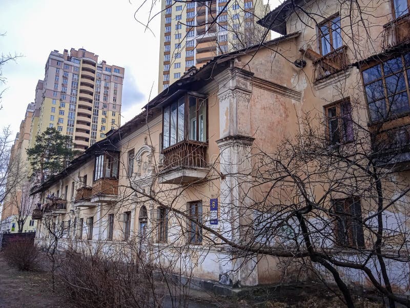 Old soviet houses in Kiev editorial stock image. Image of european ...