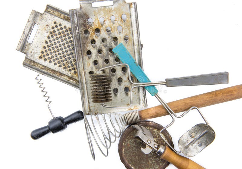 Old Soviet Kitchen Tools Set on White Backgroud Stock Image - Image of ...