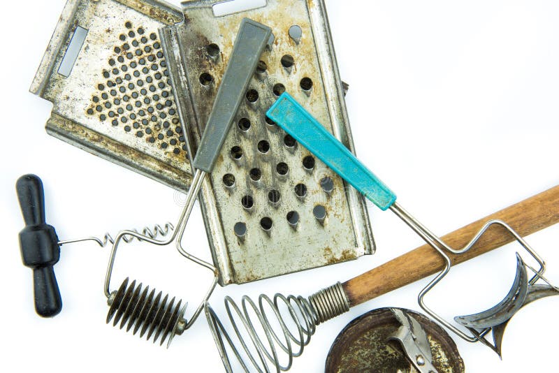 Old Soviet Kitchen Tools Set on White Backgroud Stock Photo - Image of ...