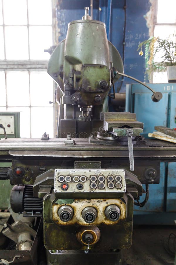 Old Soviet Lathe, Machine Tool Equipment. Locksmith Shop in the Railway ...