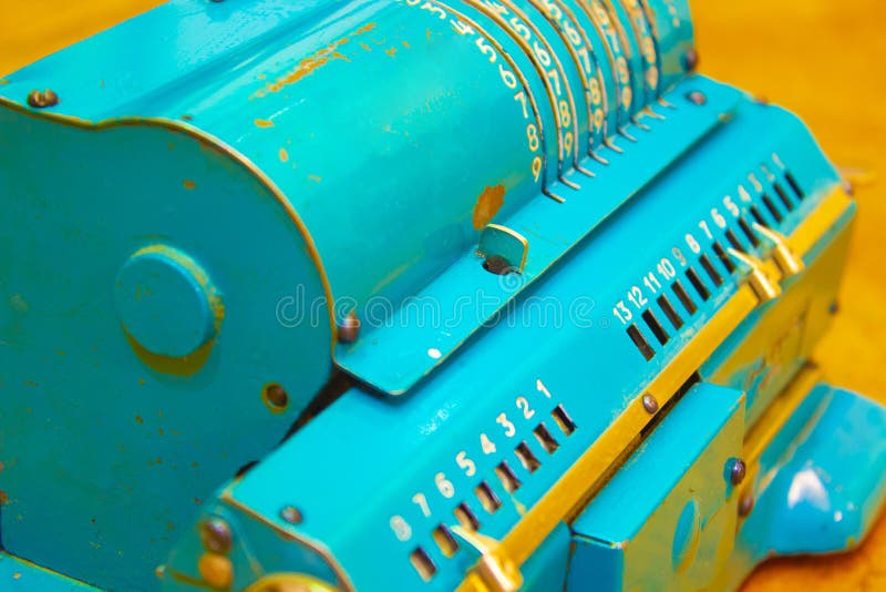 Old Soviet Metal Mechanical Retro Calculator Adding Machine Stock Photo ...