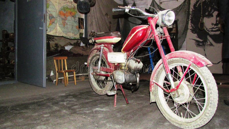 Old Soviet Moped in the Garage. Verkhovyna-4 Editorial Photography ...