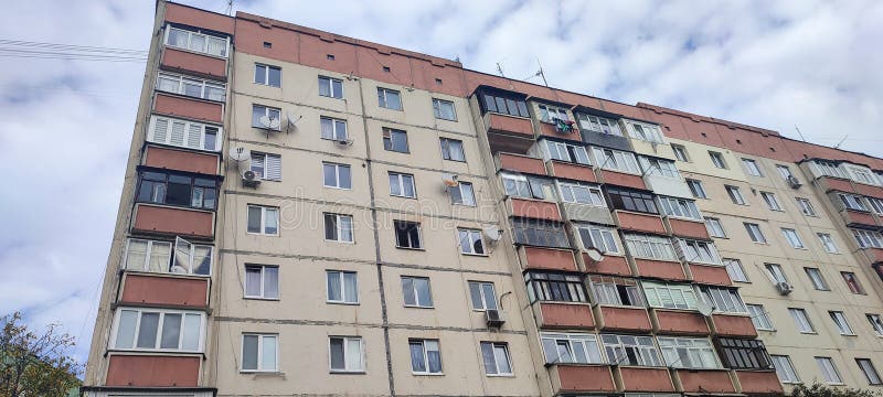 Old Soviet Panel Building in the City Editorial Photography - Image of ...