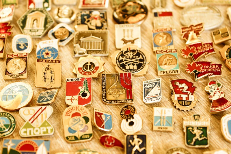 Old Soviet Rare Iron Badges Editorial Photo - Image of collection ...