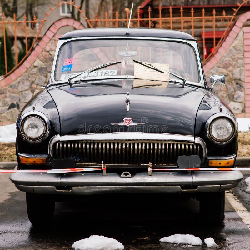 Old Soviet Retro Vintage Car in the Open Air. Row of Auto of the Soviet ...