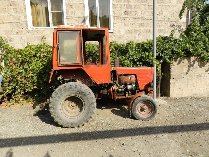 An Old Soviet, Red Tractor in Areni, Armenia Stock Image - Image of ...