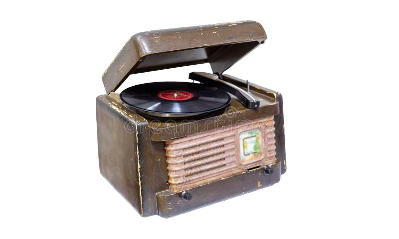 Old Soviet Vintage Antique Retro Radio with Vinyl Disc Player Stock ...