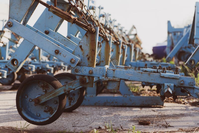 Old sowing machine stock photo. Image of fieldwork, engraving - 146914192