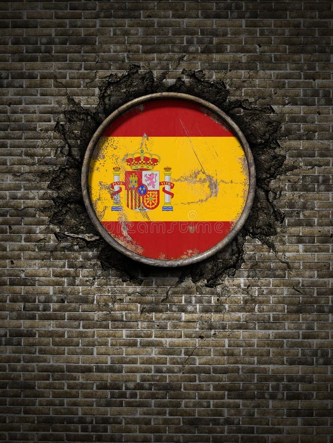 Old Spain Flag in Brick Wall Stock Illustration - Illustration of sign ...