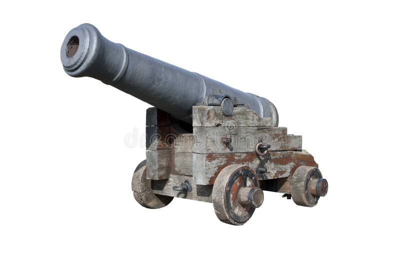 Old Spanish Cannon Isolated on White Stock Image - Image of metallic ...