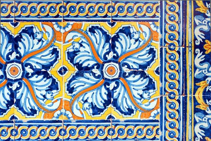 Vintage Spanish Style Ceramic Tiles Stock Image - Image of ancient ...