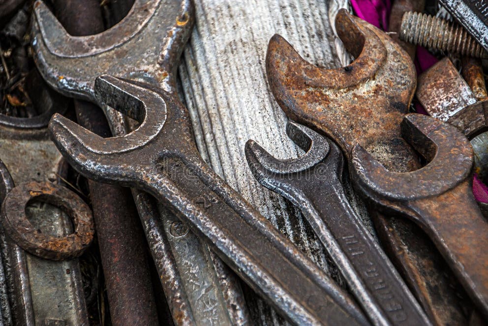 Old Spanners of Different Sizes Stock Image - Image of animal, carving ...