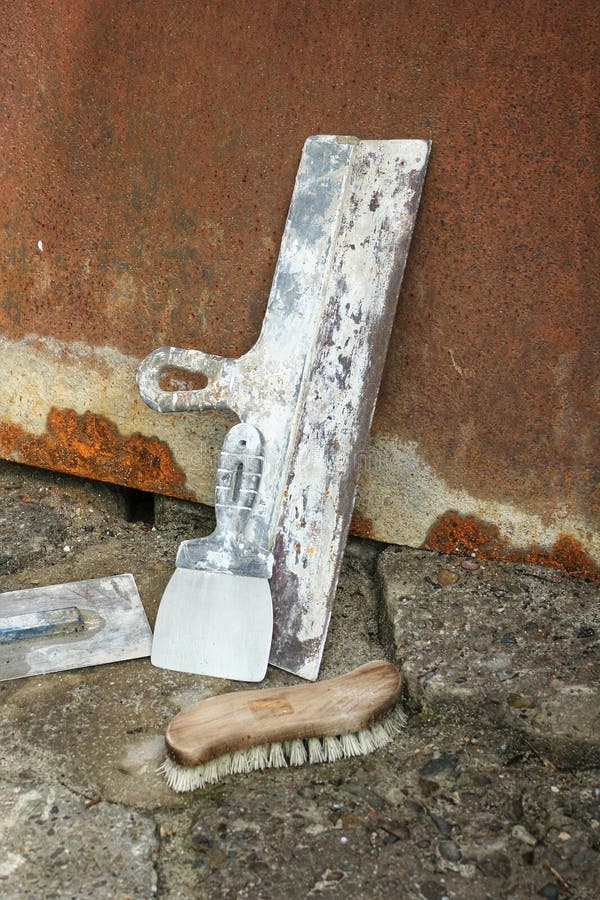 Old Spatula for Construction. Objects Used in the Construction Stock ...