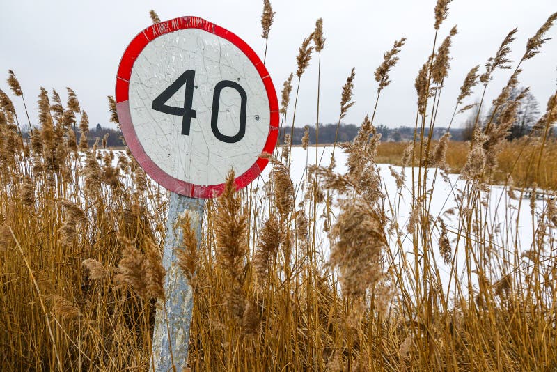 Old Speed Limit Sign on the Side of the Road Stock Photo - Image of ...