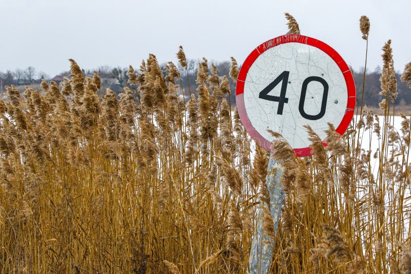 Old Speed Limit Sign on the Side of the Road Stock Photo - Image of ...