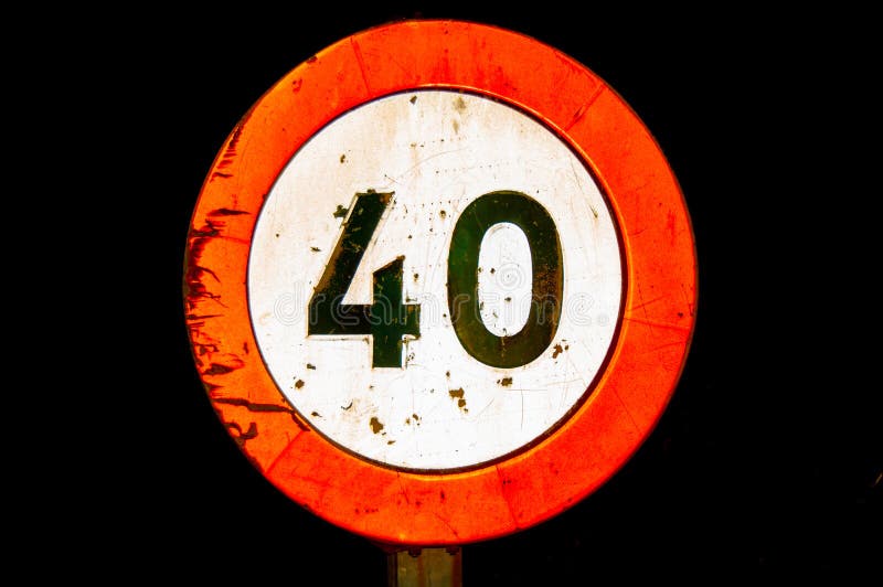 Old Speed 40 Limit Traffic Sign of Spain Stock Image - Image of safety ...