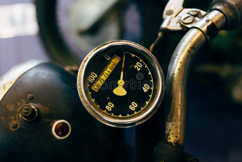 Retro Motorcycle Speedometer Stock Photo - Image of equipment, measure ...