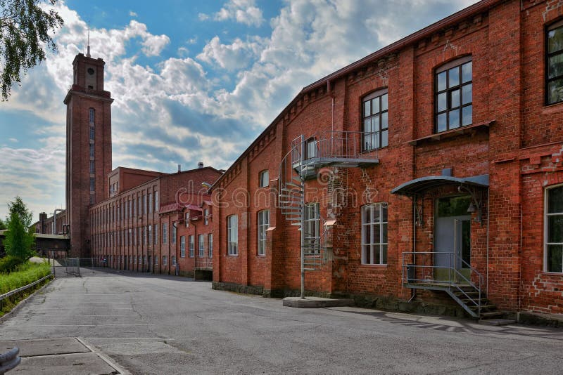 Old Spinning Mill Buildings of Red Brick Stock Image - Image of river ...