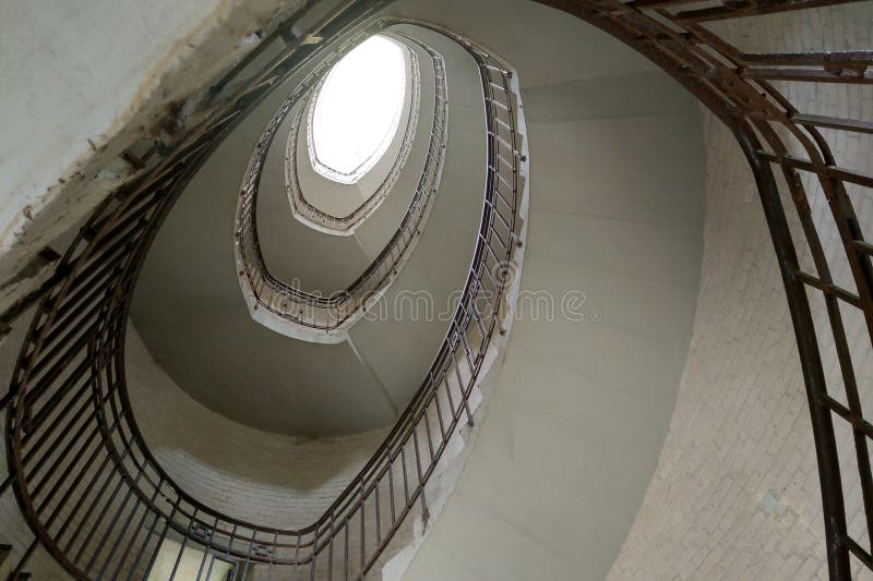 An Old Spiral Staircase with an Upward View. Stock Photo - Image of ...