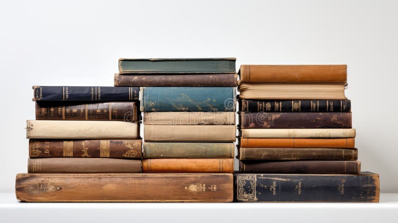 Old Stack of Books White Background Stock Illustration - Illustration ...