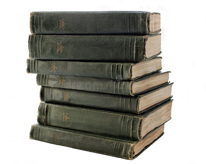 An Old Stack of Green Books on the Shelf Stock Photo - Image of ...