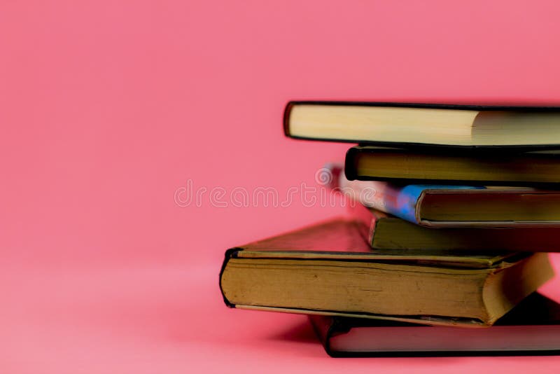 Stacked Books on Pink Background Stock Image - Image of stacked, wisdom ...