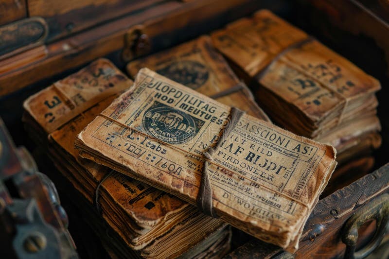 Old Stacked Papers with Foreign Writing Tied with String Stock Image ...
