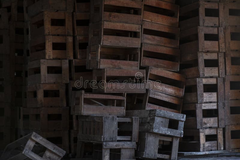 Old stacked wooden boxes stock image. Image of stacked - 262654335