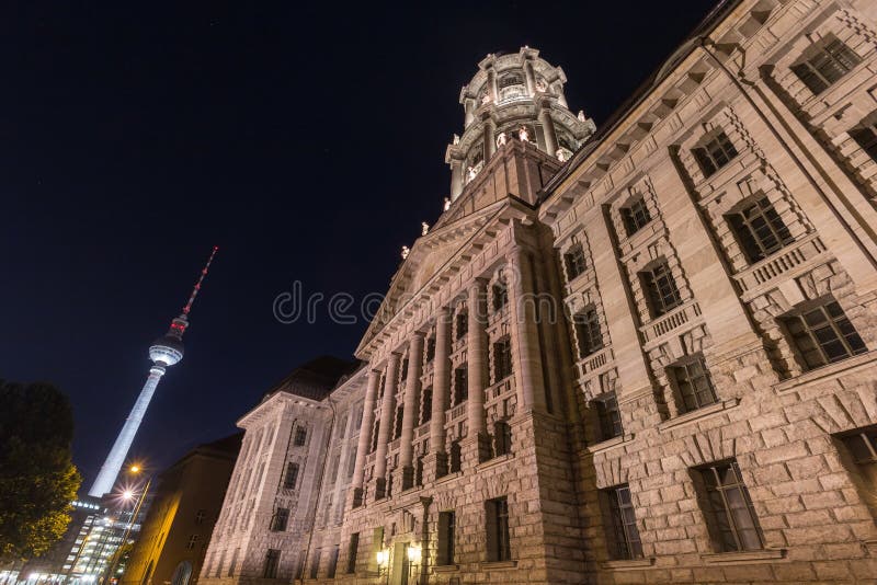 Old Stadthaus Building in Berlin Germany at Night Stock Image - Image ...