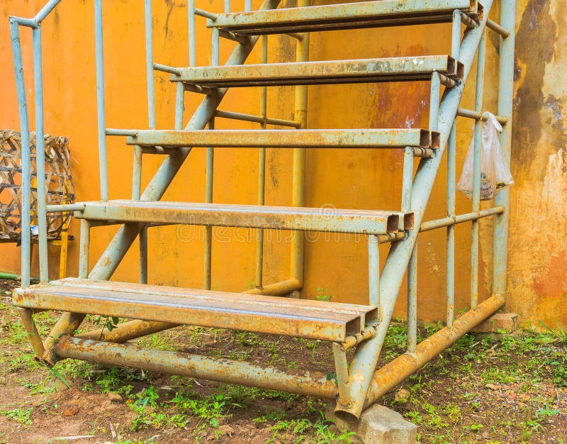 Rusty Stair for Air on Se Water Stock Image - Image of iron, steel ...