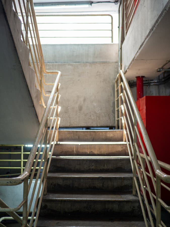 Old Stairs, Fire Escape Ladders, Mall Parking Stairs. Stock Image ...