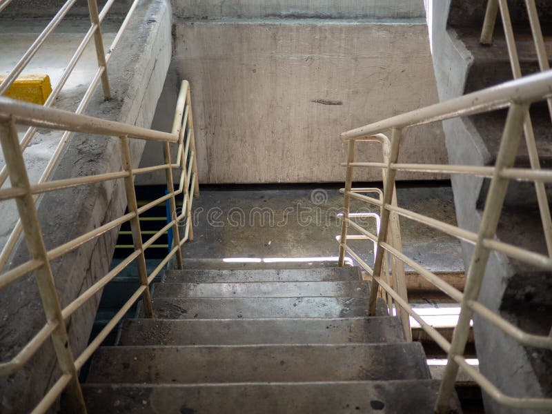 Old Stairs, Fire Escape Ladders, Mall Parking Stairs. Stock Photo ...