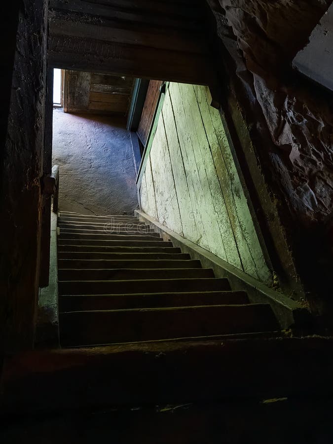 Old Stairs Leading Down from the Attic Stock Photo - Image of ...