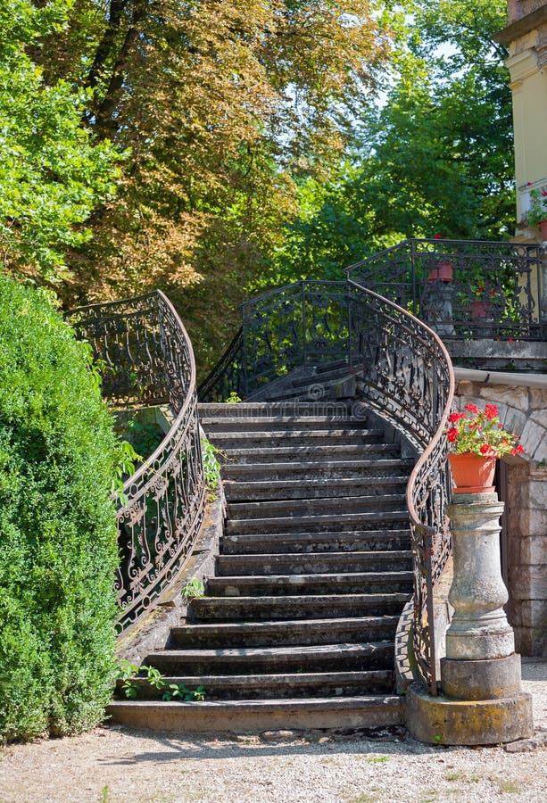 Old stairway stock image. Image of barrier, flower, rise - 45755497