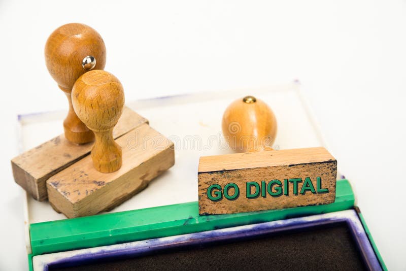 Old Stamps on a White. Go Digital Concept Stock Image - Image of ...