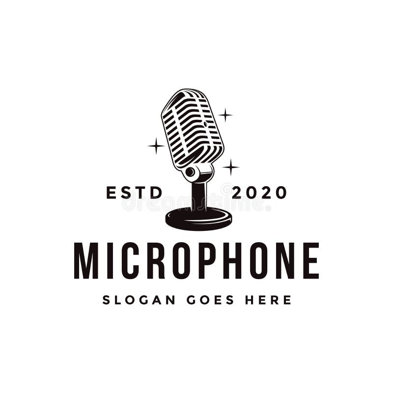 Old Stand Microphone Logo, Podcasting Logo Icon Vector Template Stock ...