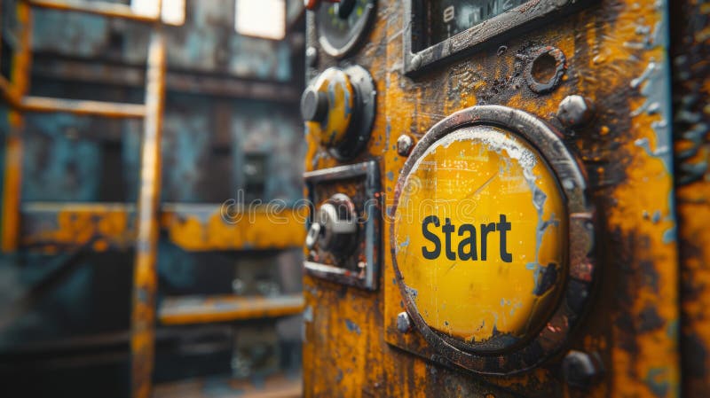 Old Start Button on Machinery. Stock Photo - Image of closeup, vintage ...