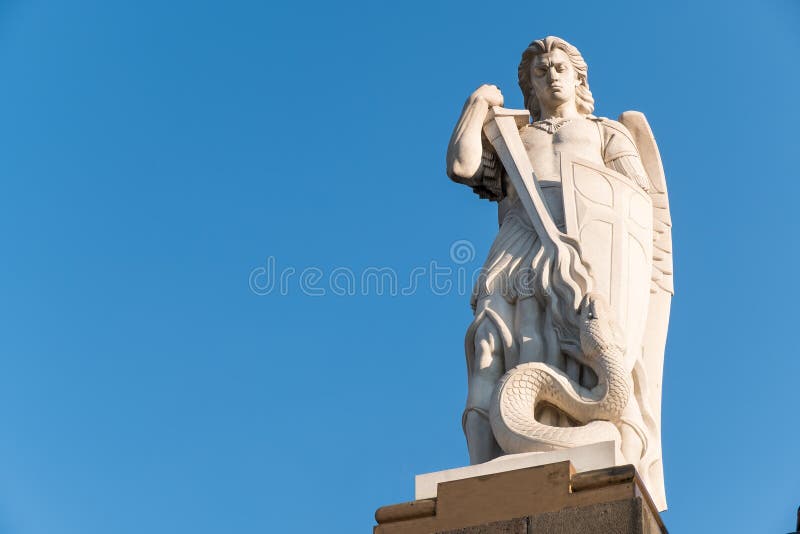 Statue of the Archangel Uriel in Mexico City Stock Image - Image of ...