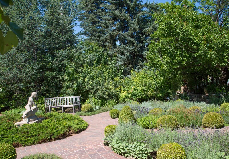 Old Statue and Bench in Public Park Stock Image - Image of tree, summer ...