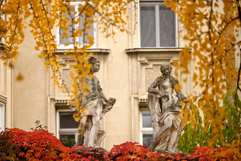Statues in Park Vienna Autumn Season Stock Photo - Image of colorful ...