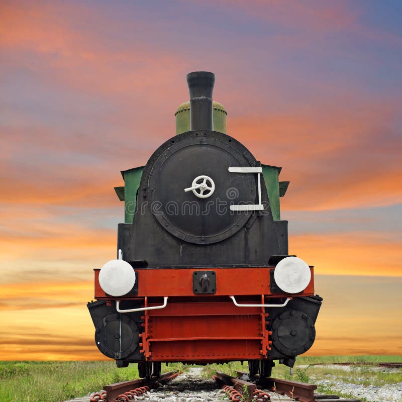 Old Steam Engine Locomotive Train on Beautiful Sky Background Stock ...