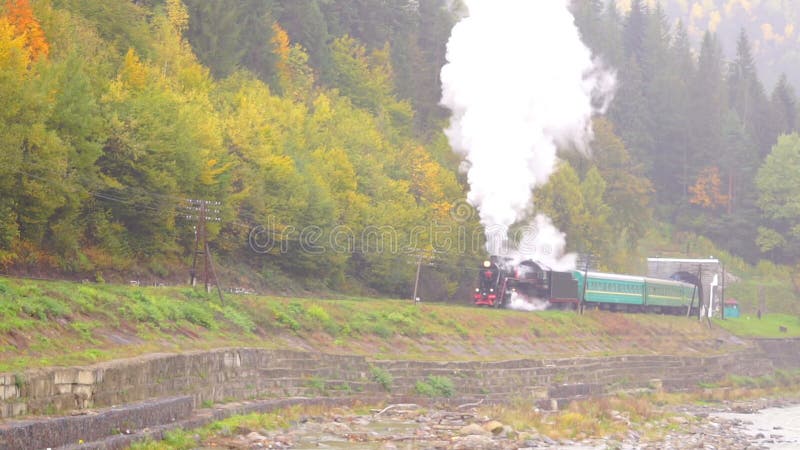 Old Steam Train during the Rain Stock Video - Video of countryside ...