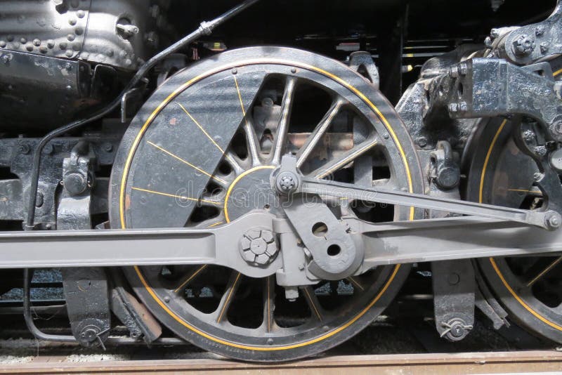 Old Steam Engine Train Wheel and Rods. Stock Photo - Image of shaft ...