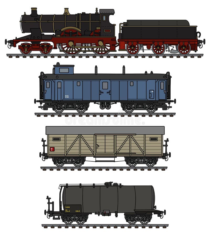 Old steam freight train stock vector. Illustration of vintage - 103163984