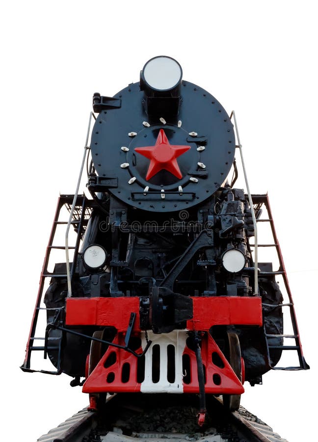Steam Locomotive Front View of Old Fashioned in Ed Stock Photo - Image ...