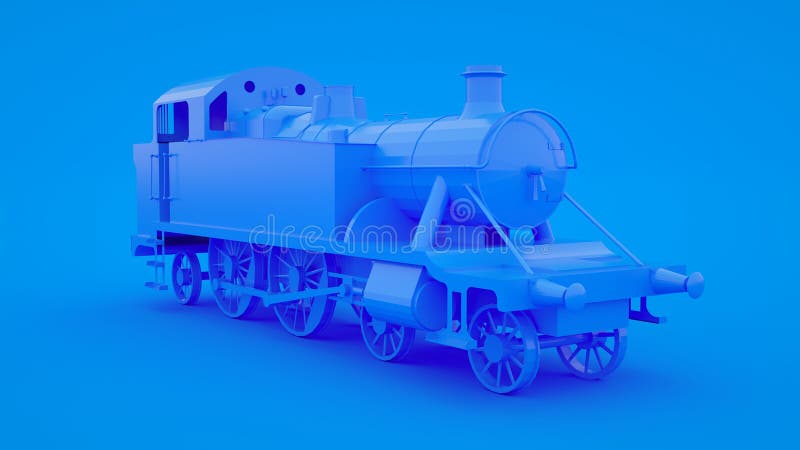 Old Steam Locomotive Isolated On Blue Background. 3d Rendering Stock ...