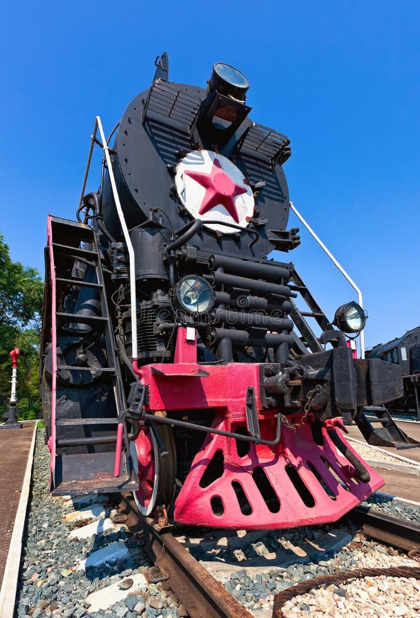 Red star on the train stock image. Image of metal, headlights - 16598035